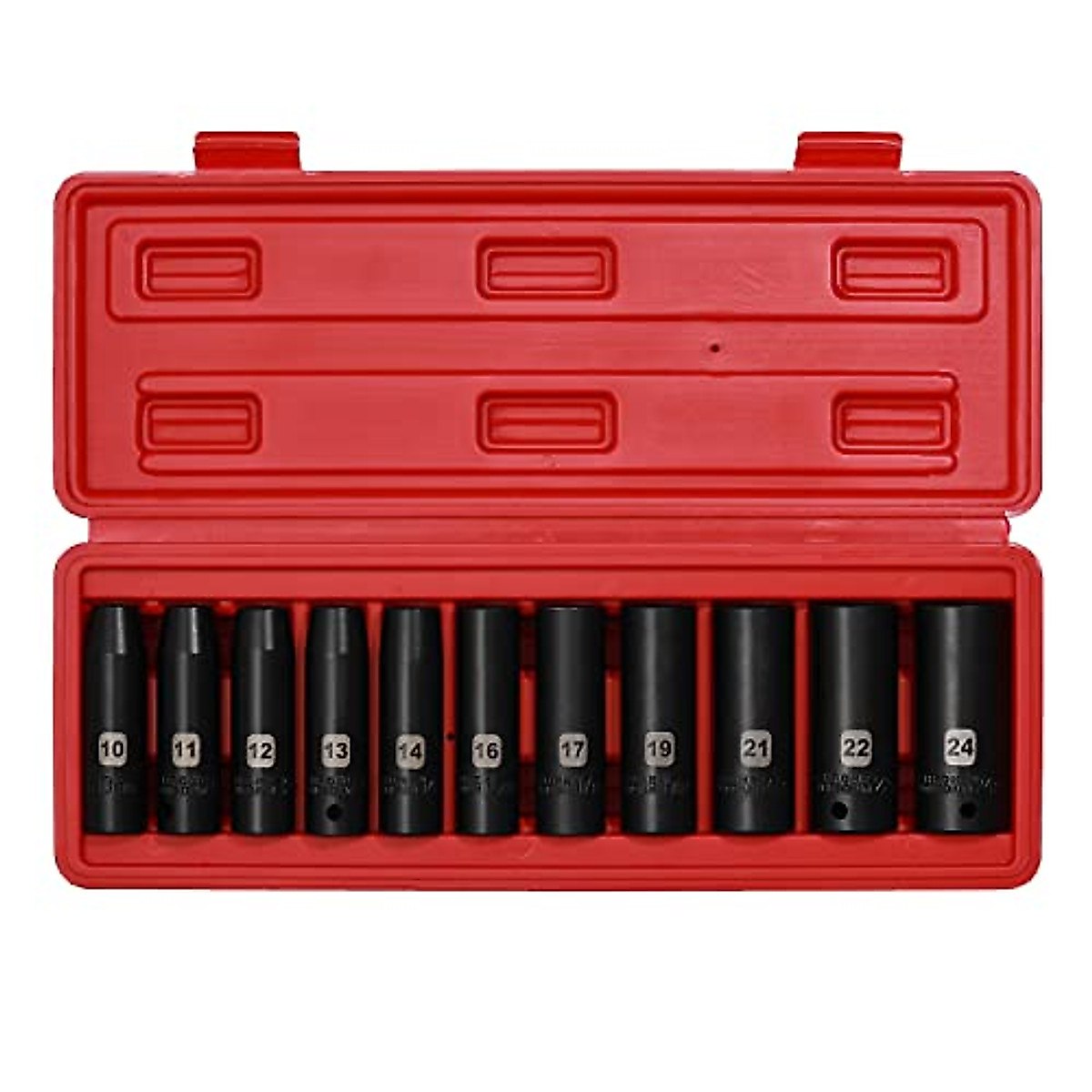Mayouko 1/2" Drive Deep Metric Impact Socket Set, CR-V, 6 Point, 11 Pieces, 10mm to 24mm