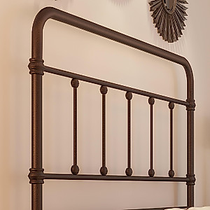 Geltanny Queen-Bed-Frame-Vintage-Farmhouse 49 inch Tall-headboard-Iron - Platform Mattress Foundation,No Box Spring Needed(Dark Bronze)