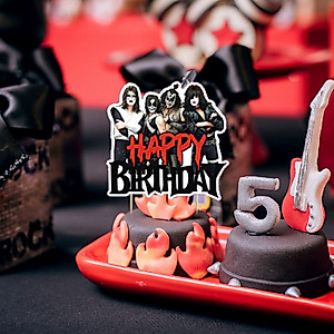 Rock Music Party Decorations,Birthday Party Supplies For Rock Music Band Party Supplies Includes Banner - 12 Cake Toppers - 18 Balloons