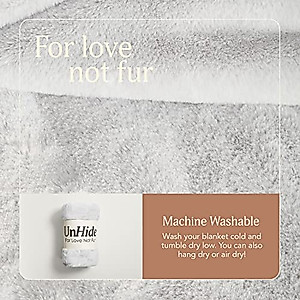 UnHide Cuddle Puddle - Faux Fur Blanket - Oversized, Lightweight, Extra Soft Blanket - Machine Washable - Add a Layer of Softness to Any Bed or Couch - 100” x 100” - Silver Fox