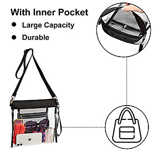 Dotpraise Clear Crossbody Purse Bag Stadium Approved with Extra Wristlet for Concert, Security & Sporting Event