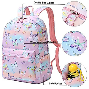 Fancbiya Kids Backpack For Girls Butterfly Backpack Preschool Book Bag Kindergarten Backpack Set With Lunchbox Cute School Bag