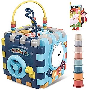 Baby Activity Cube with Lights and Music 6 in 1 Interactive Shapes, Letters, and Colors, Early Learning and Educational Toys for 1, 2 Years Old Multipurpose Educational, Toddler, First Birthday Gift
