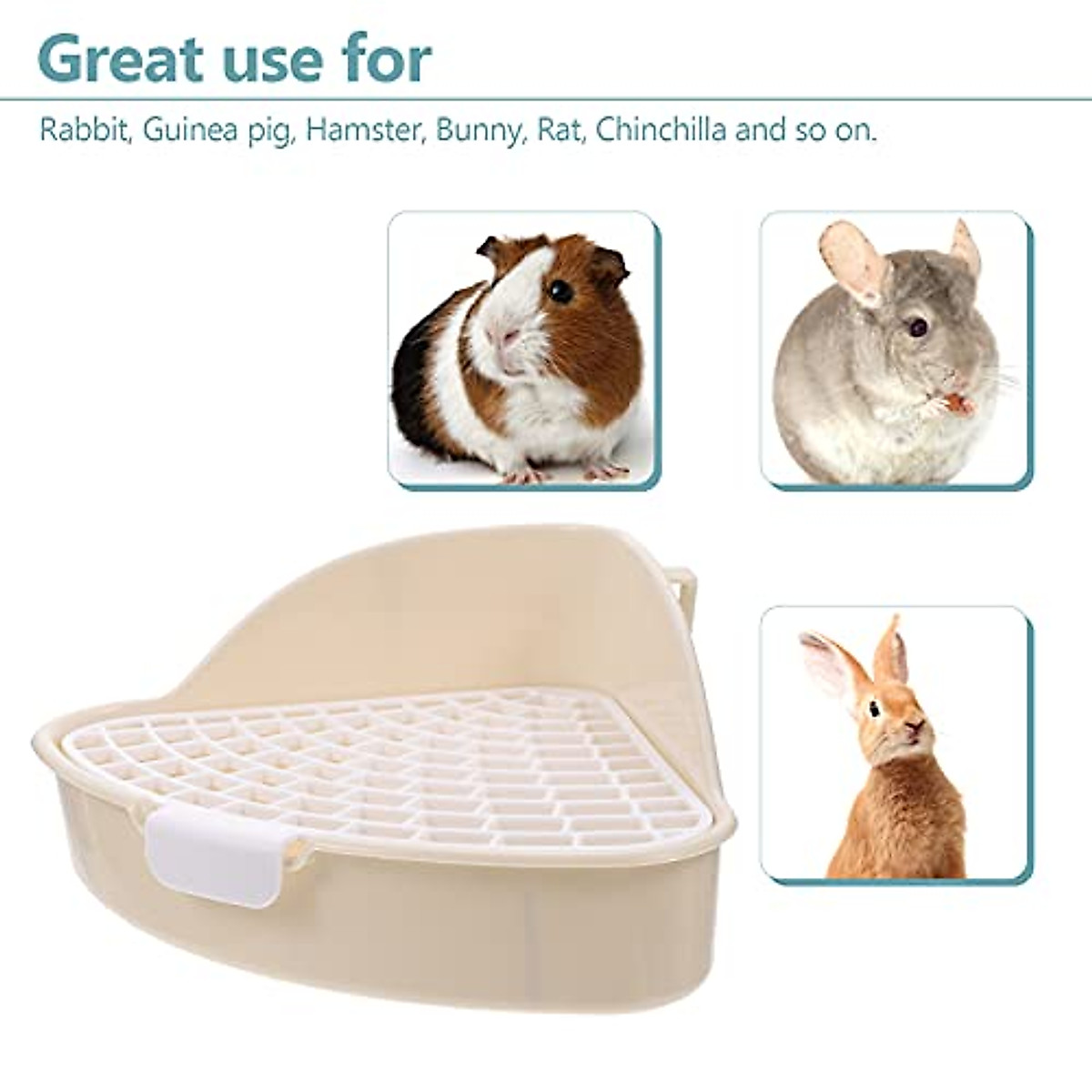 STOBOK Rabbit Litter Box Bunny Litter Box Pet Toilet Triangle Potty Trainer Corner Guinea Pig Litter Bedding Box Dustpan Broom for Chinchilla Ferret Drawf Hamster (White) Hamster Bedding