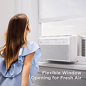 Midea U Inverter Window Air Conditioner 12,000BTU, U-Shaped AC with Open Window Flexibility, Robust Installation,Extreme Quiet, 35% Energy Saving, Smart Control, Alexa, Remote, Bracket Included (Renewed)