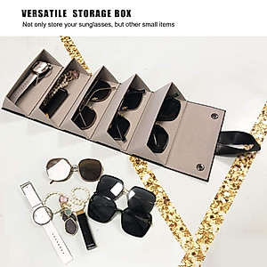 Longjet Sunglasses Organizer 5 Slots Travel Glasses Case Multiple Pairs Eyeglasses Storage Box Hanging Eyewear Holder (Black + Grey)