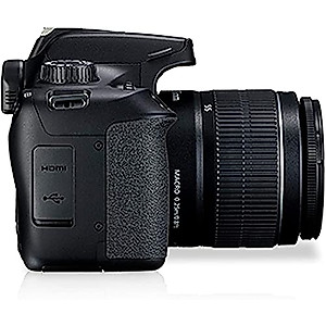 Canon EOS 3000D (Rebel T100) DSLR Camera with EF-S 18-55mm DC III & 75-300mm Lenses Deluxe Accessory Bundle – Includes: 2X SanDisk Ultra 64GB Memory Card, Spare Battery, Black (Renewed)