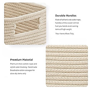 UBBCARE Set of 4 Storage Basket-11 X 10.5 X 10.5 In, Cotton Rope Basket for Shelves, Toys, Book, Cube Storage Bins with Handles, Woven Storage Basket for Organizing, Beige