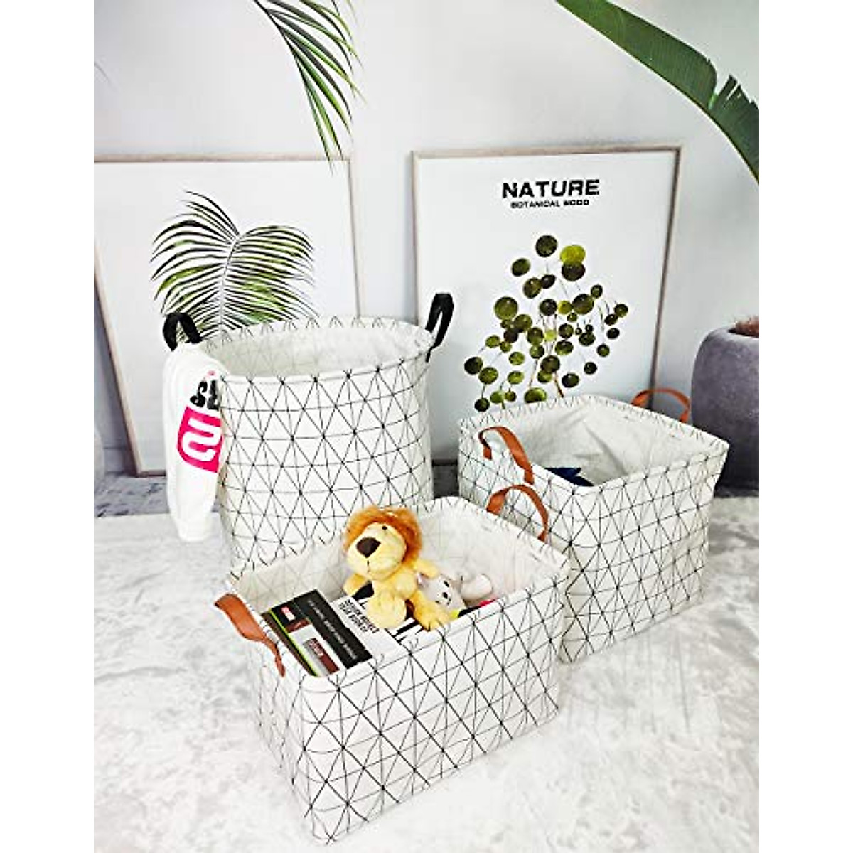 ASKETAM Kid Cute Rectangle Toy Box for Girl, Baby Collapsible Toy Storage Bin Nursery Child Playroom Bedroom Decor Clothes Storage Bin Gift Basket(Geometric diamond)