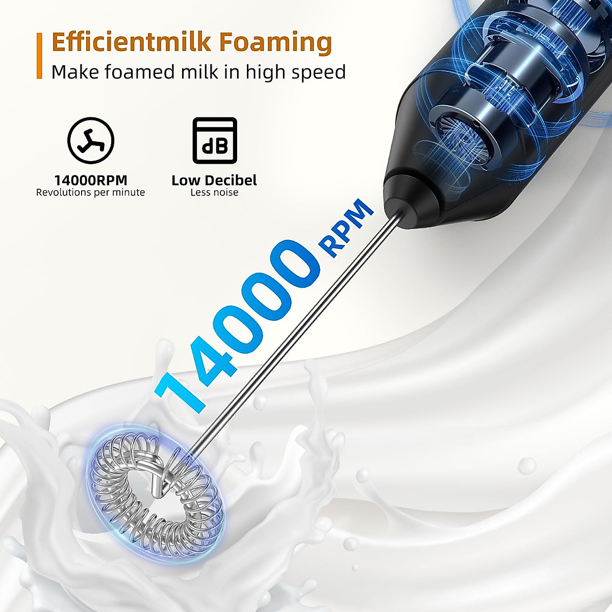 Handheld Milk Frother for Coffee Latte, Cappuccino, Battery Operated