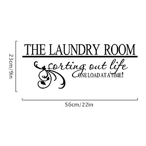 Laundry Room Decals Vinyl Art Lettering Decals for Walls Peel and Stick Laundry Sign Stickers Decor 22×9IN