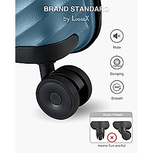 LUGGEX Silver Luggage Sets 3 Piece with Spinner Wheels - Expandable Carry on Suitcase Set of 3 - Travel Lightweight Luggage Sets 3 Piece without USB Port