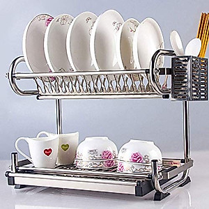 SDGH Steel Kitchen Dish Rack - Drain Kitchen Rack Wall Hanging Wall Hanging Dishware Storage Rack