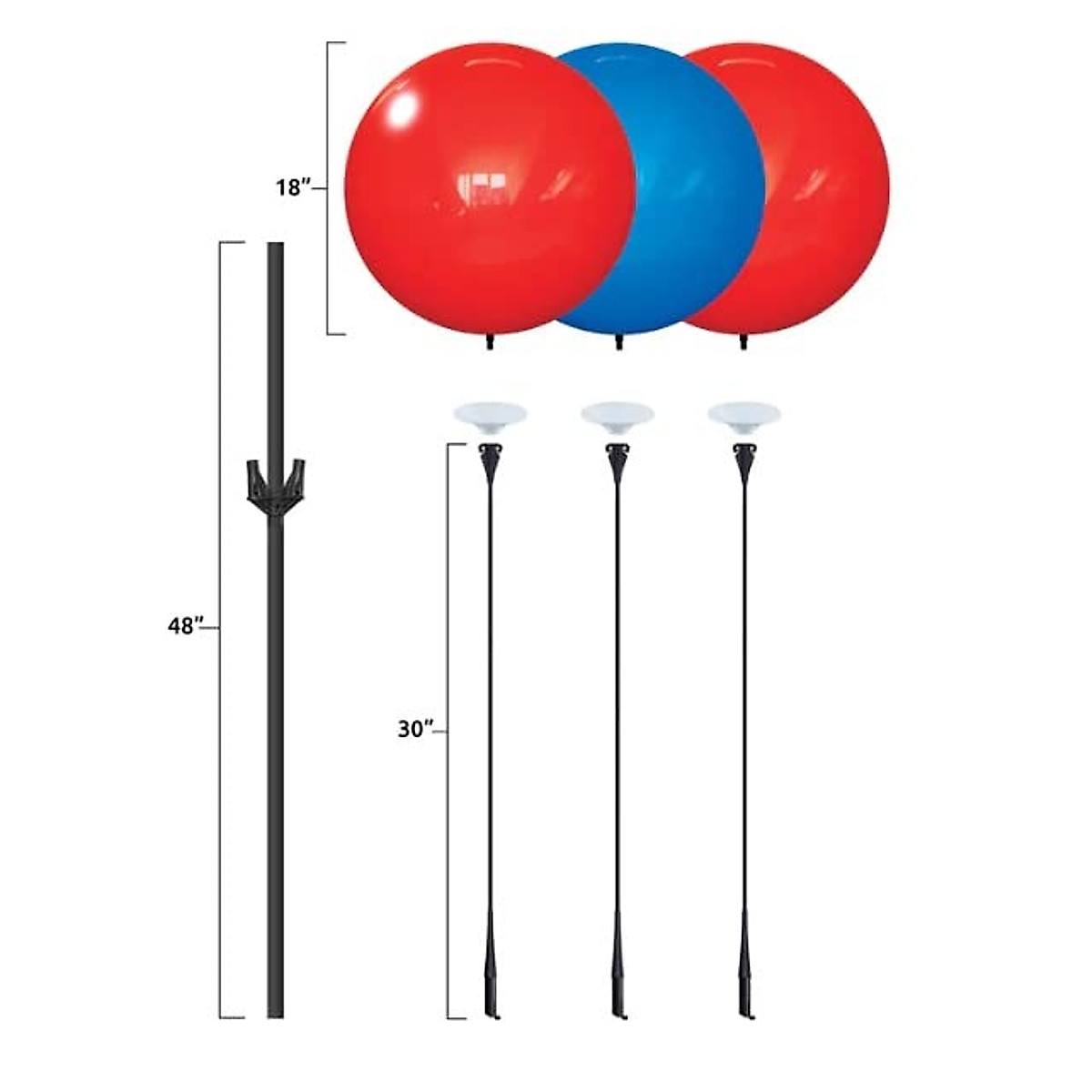 DuraBalloon - Weatherproof Reusable Balloon Triple Cluster Pole Kit - Helium Free Plastic Outdoor Balloons