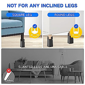 XNN Furniture Risers Adjustable Bed Risers 4 Inch with Screw Clamps, Heavy Duty Risers Suitable for 0.8-1.6" Small Furniture Legs, Table Chair Sofa Cabinet Risers, Supports 20000 LBS (Black 4 Pack).