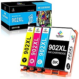 LeciRoba Remanufactured 902XL Ink Cartridge Replacement for HP 902XL 902 XL Ink Cartridges to use with OfficeJet Pro 6978 6968 6960 6962 6954 6958 6950 Printers (Black, Cyan, Magenta, Yellow, 4 Pack)