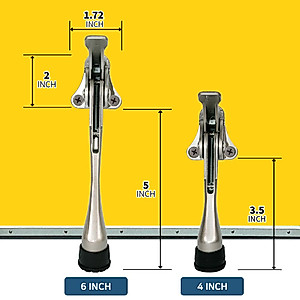 One Touch Kickdown Door Stopper, Door Holder, Heavy Duty Door Stops, Bottom of Door, Height-Adjustable Rubber Tips by HASHI (Antique Bronze 6 inch x 1pack)