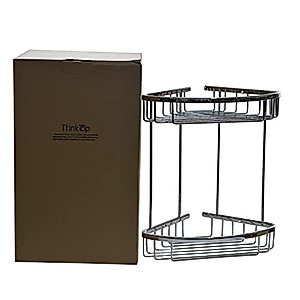 ThinkTop Corner shower Caddy, Bathroom Triangle Dual Layer shower shelves Wall Mount Large Capacity Save Space Rustproof Solid Brass Chrome Finished