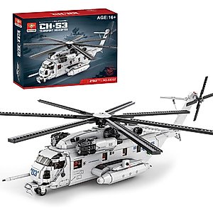 Mocsage Modern Military Helicopter Modular Building Blocks Set, 2192Pcs 1/35 for Sikorsky CH-53E Super Stallion Airplane Cosntruction Toys for MOC Lovers