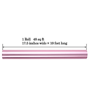 ZINTBIAL Metallic Pink Wrapping Paper Roll with Cut Lines - Solid Pink Holiday Gift Wrap for Halloween, Christmas, Birthdays, Baby Shower, Wedding - 17.5 in x 33 ft (48 sq. ft), Easy to Cut