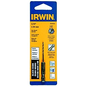 Irwin Tools 4935632 Oxide Hex Shank Drill Bit, 1/16-Inch, Black