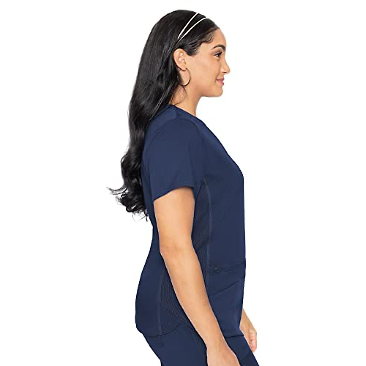 Med Couture Women's Touch Collection V-Neck Shirttail Hem Kerri Scrub Top, Navy, X-Large