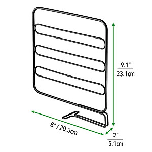 mDesign Versatile Metal Wire Closet Shelf Divider and Separator for Storage and Organization in Bedroom, Bathroom, Kitchen and Office Shelves - Easy Install - 4 Pack - Black