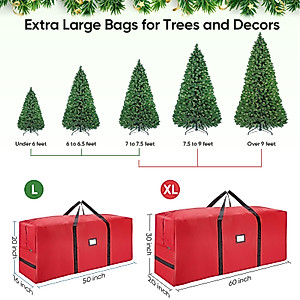 BALEINE 9 ft Christmas Tree Storage Bag, Heavy Duty 900D Oxford Fabric with Reinforced Handles and Dual Zippers Wide Opening, Extra Large Storage Container for Trees and Decorations (Red)