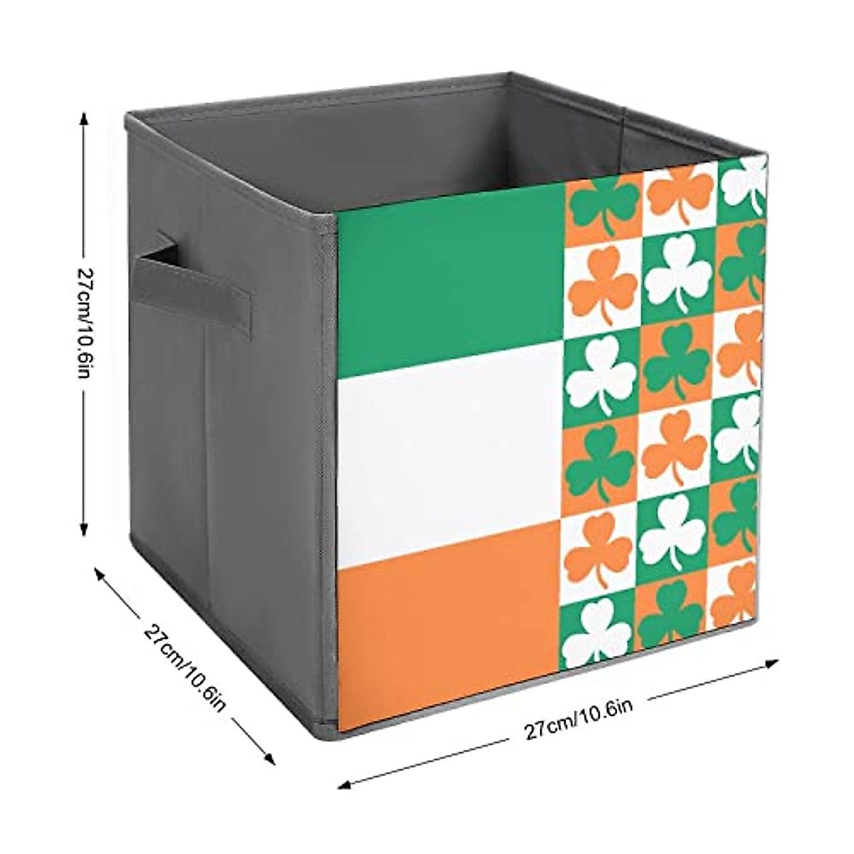Ireland Flag Shamrock Clover Collapsible Storage Bins Basics Folding Fabric Storage Cubes Organizer Boxes with Handles