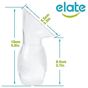 Elate Manual Breast Pump for Breastfeeding | Silicone Milk Collector with Leak-Proof Stopper for Nursing Moms | Enhance Milk Production | BPA Free FSA HSA Eligible – 4oz Blue