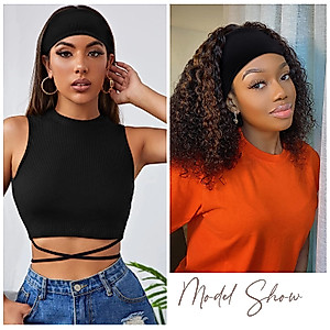 Carede Black 4 inches Wide Headbands for Women, Non Slip Workout Yoga Running Hair Bands Head Wrap Sweat Bands, Pack of 12