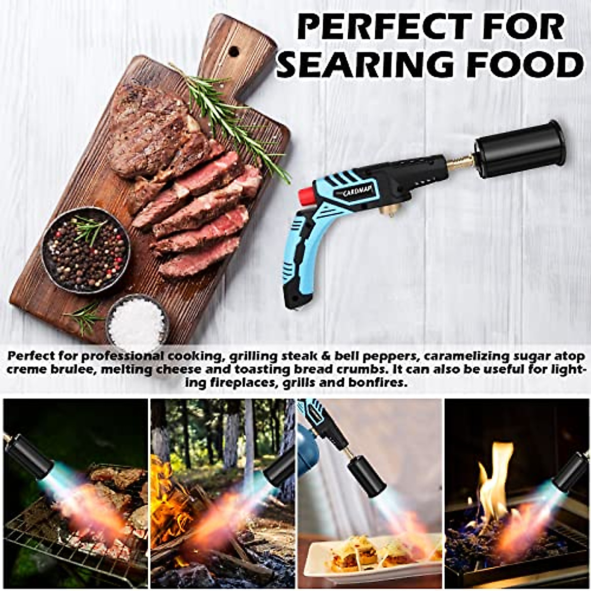 POWERFUL Grill & Cooking Torch,Sous Vide,Propane Kitchen torch, Charcoal Lighter,Kitchen Culinary Grilling Tool,for Searing Steak & Creme Brulee