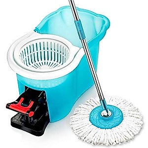 Hurricane Spin Mop As Seen On TV Mop & Bucket Cleaning System by BulbHead, Spin Away Germy, Dirty Water - Super-Absorbent Microfiber Mop Head Holds 10X Weight, Reaches Anywhere - Pole Lays Flat