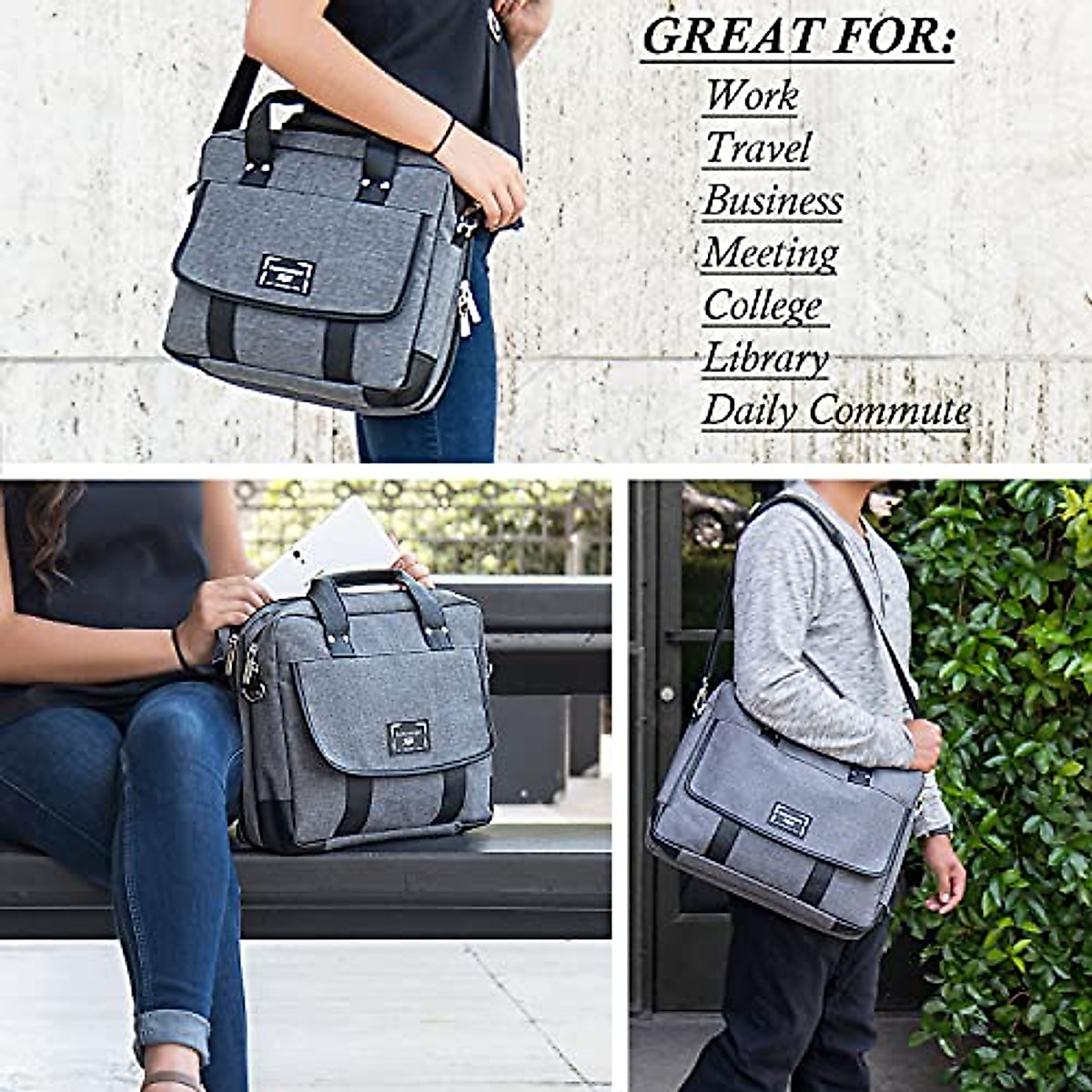 Laptop Shoulder Bag 11.6 12 12.9 Inch Sleeve for iPad Pro 13/Air 13, iPad Pro 12.9, Surface Pro 11/10/9/8/X/7, Galaxy Tab S9 S8 A9 Plus
