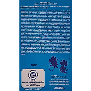 Disney Princess Perfume Eau de Toilette Made in Spain, Blue, Cinderella for Girls by Air Val International, 3.4 Fl Oz