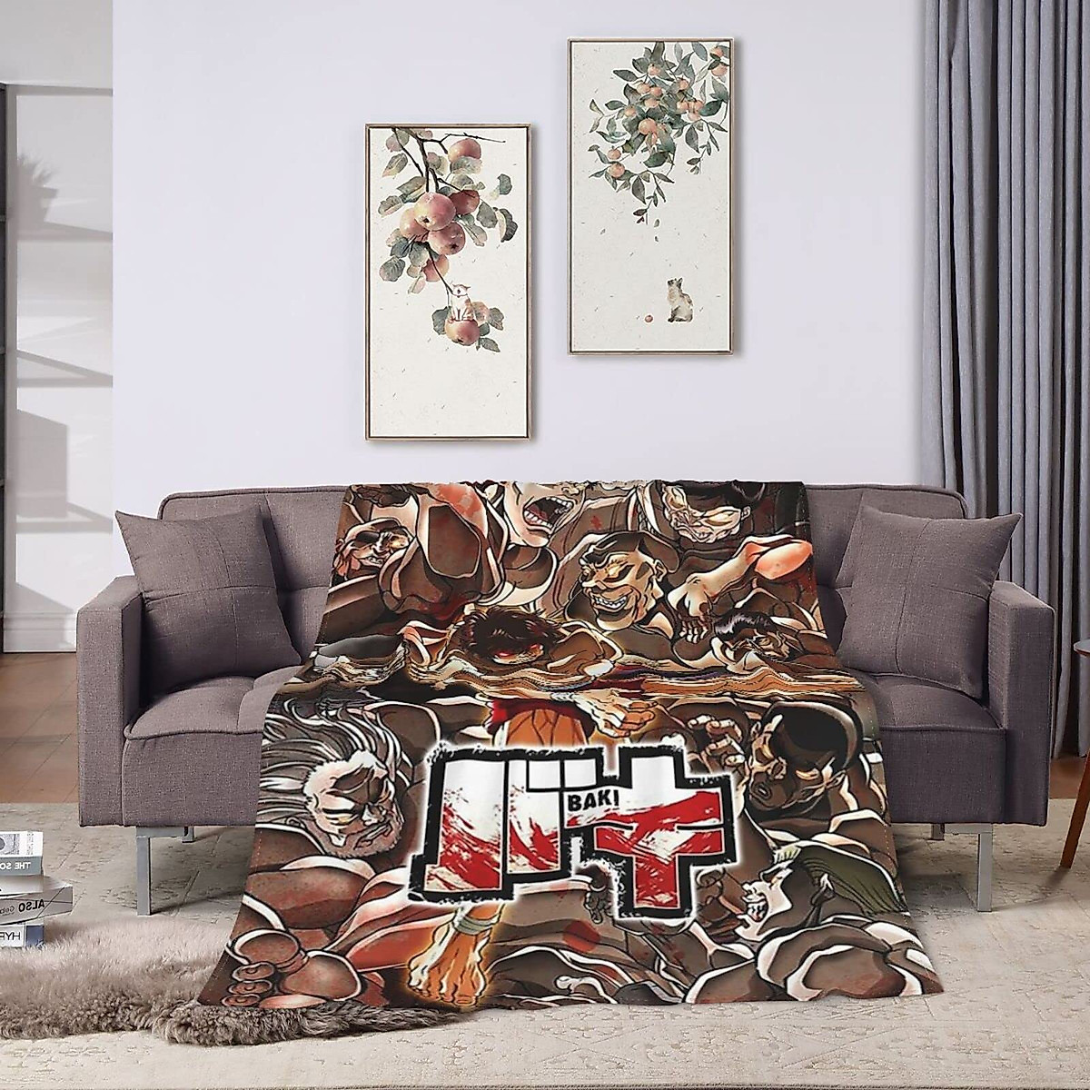 Anime Baki The Grappler Blanket Tapestry Sofa Office Bedroom Throw Blankets Super Soft Cozy Microfiber Blanket Bedding 40"X30"
