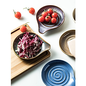 Cormomu Spoon Holder, Cooking Spoon Rest for Stove Top Utensil Rest for Spoons, Ladles, Tongs, Spatula, Large Spoon Holder with Handle for Easy Grip Framhouse Decor Cute Kitchen Gadget, Gray and Blue