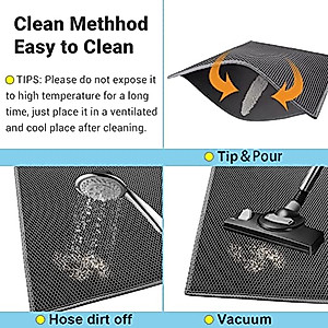 Pieviev Cat Litter Mat Double Layer Waterproof Urine Proof Trapping Mat 1 Pack (30''X24'', Gray)