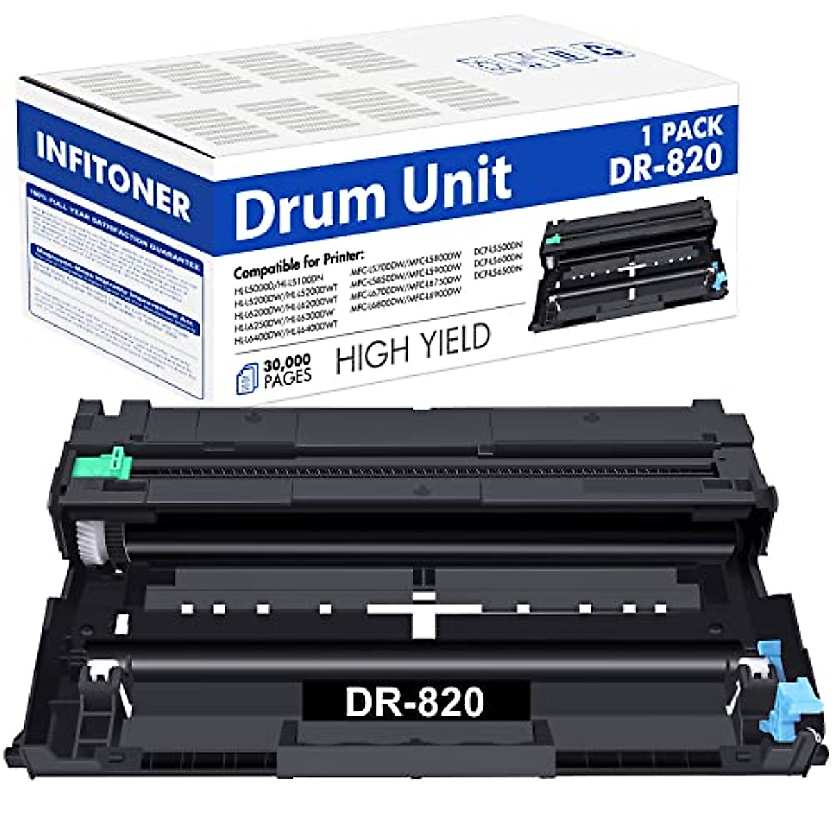 DR820 DR-820 DR 820 Drum Unit Compatible Replacement for Brother DR820 DR 820 Work for Brother HL-L6200DW MFC-L5850DW MFC-L5800DW MFC-L5900DW HL-L5200DW HL-L5100DN Printer Black 1 Pack