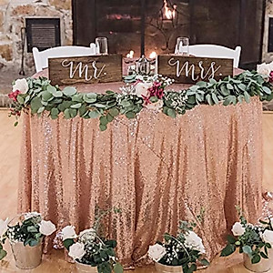 Poise3EHome 50×72'' Rectangle Sequin Tablecloth Party Cake Dessert Table Exhibition Events, Rose Gold