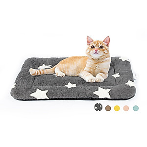 Mora Pets Cat Bed for Indoor Cats Washable Dog Crate Pad Cute Star Dog Bed Mat for Small Dogs Pet Kennel Pad for Cage Soft Flat Puppy Kitten Cushion Sleeping Anti-Slip Grey 22 x 13