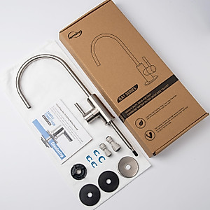 iSpring GA1-BN Drinking Water RO Faucet for Kitchen Sink, Heavy-Duty Lead-Free Reverse Osmosis Faucet for RO Water Filtration System, Non-Air Gap 100% Stainless Steel RO Faucet, Brushed Nickel Finish