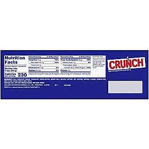 CRUNCH Milk Chocolate and Crisped Rice, Full Size Individually Wrapped Candy Bars, Easter Basket Stuffers, 1.55 oz each