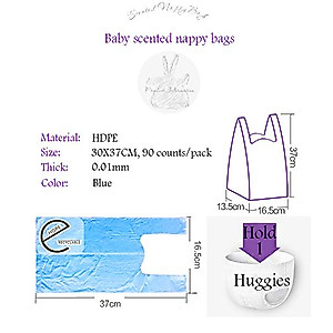 Dergik Disposable Diaper Bag for Baby, Diaper Sacks Cover the Incontinence Odor Really, Fresh Light Baby Powder Faint Scent, 540 Counts 180 Bags, Blue