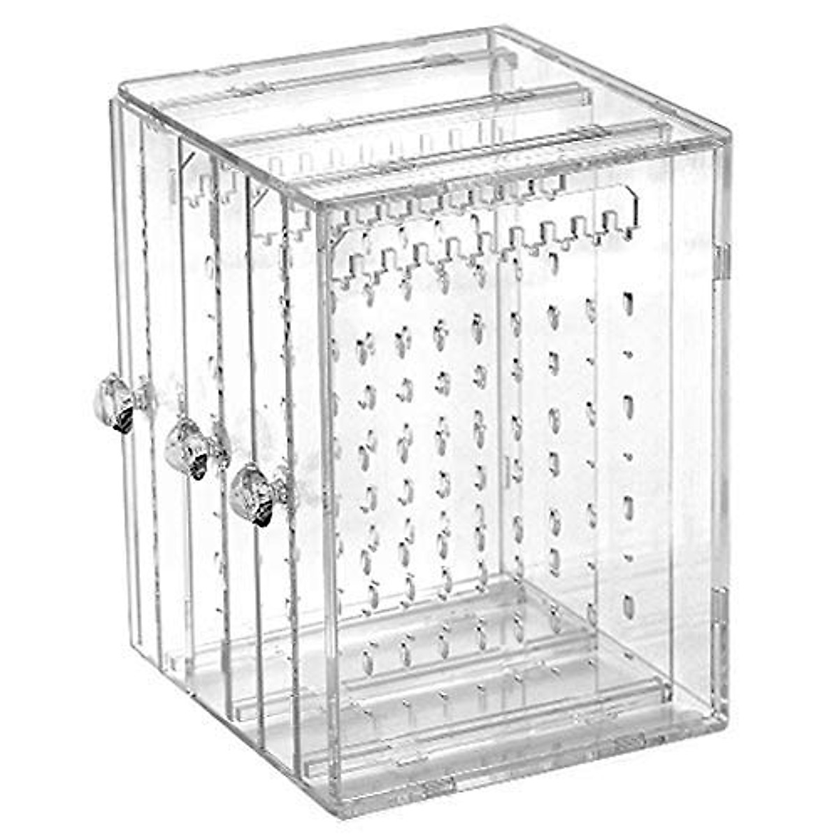 Orgrimmar Acrylic Jewelry Storage Box Earring Display Stand Organizer Holder with 3 Vertical Drawer (Transparent)