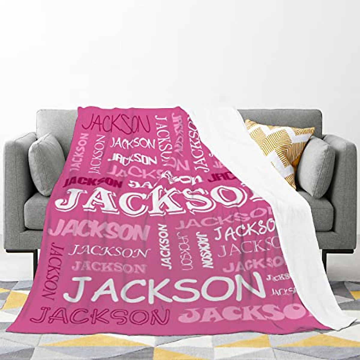 Personalized Blankets for Boys Girls with Name, Custom Kids Blanket for Women Men, Monogrammed Baby Throw Blanket Gift for Birthday Christmas, Customized Baby Gifts for Daughter Son