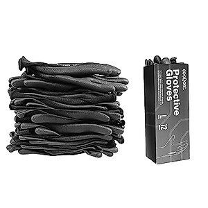 COOLJOB 13 Gauge Safety Work Gloves PU Coated 12 Pairs Large, Ultra-lite Polyurethane Working Gloves with Grip for Men Women, Seamless Knit for Warehouse Driver Worker, Bulk Pack Package, Black