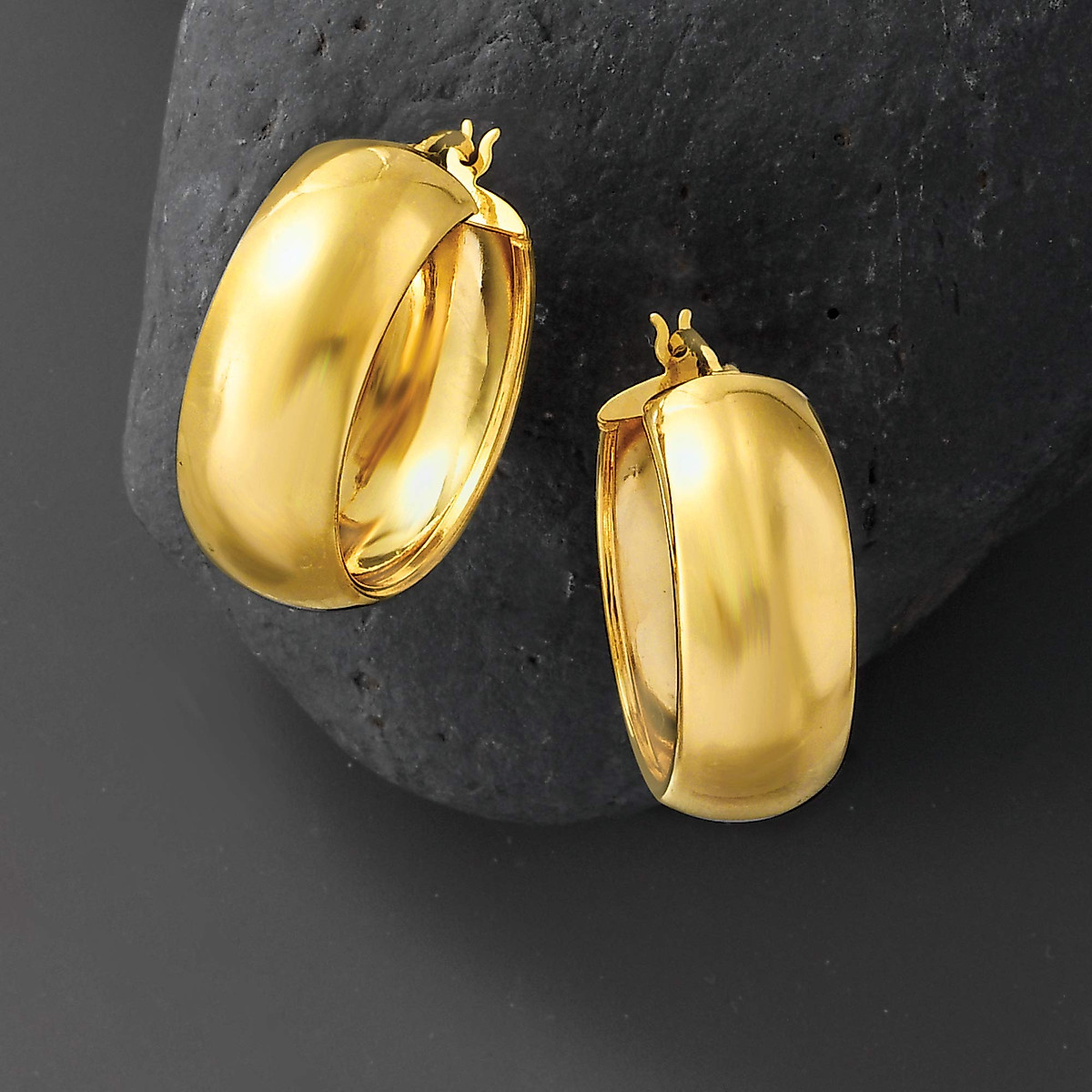 Ross-Simons 18kt Gold Over Sterling Wide Hoop Earrings