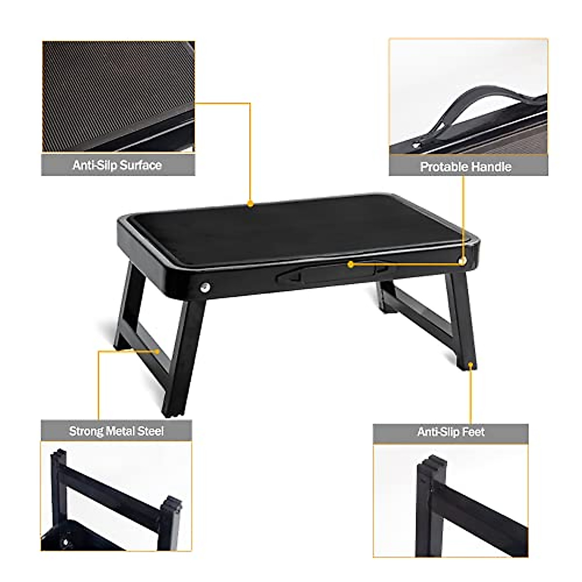 Folding Step Stool, Folding Metal 1- Step Stool 330 lbs, Sturdy Portable Lightweight Step Ladder with No-Slip Feets & Handle by CHEAGO, Black
