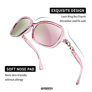 FEISEDY Vintage Womens Polarized Sunglasses UV400 Wrap Around Fashion Shades B2526 (Pink Mirrored, 56)